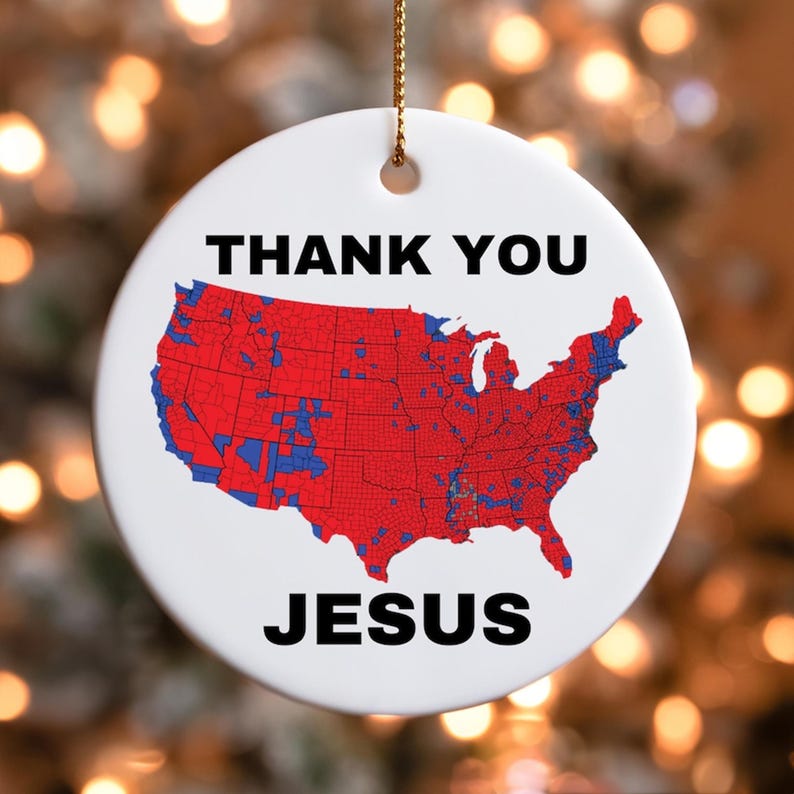 Christian Trump Ornament Election Map 2024 Ornament Red Wave Republican ...