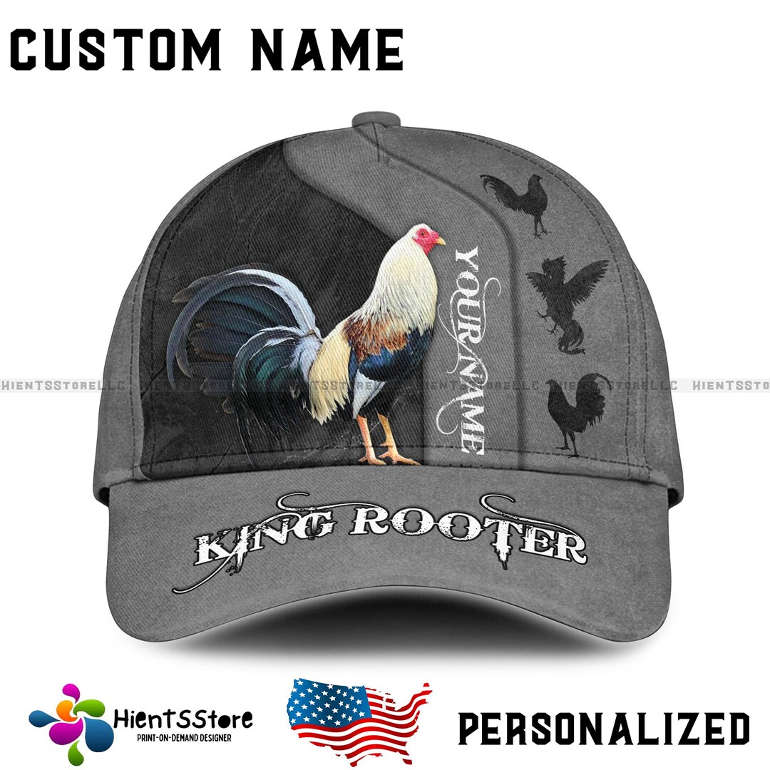 Custom Name King Rooster Baseball Cap for Men, Personalized Name Farm ...