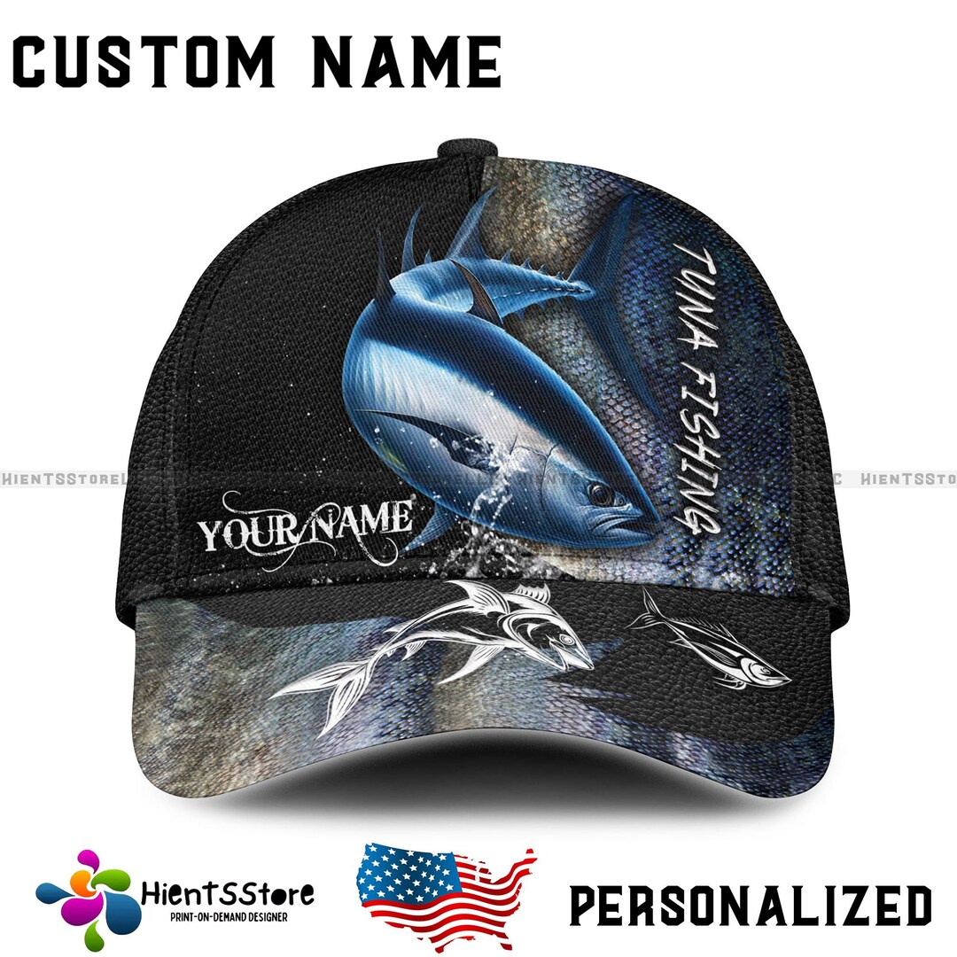 Custom Name Tuna Fishing Hat - Personalized Deep Sea Fishing Cap ...