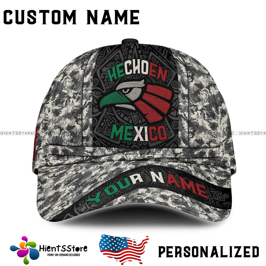 Hecho En Mexico Eagle Camo Baseball Cap – Personalized Name Mexican ...