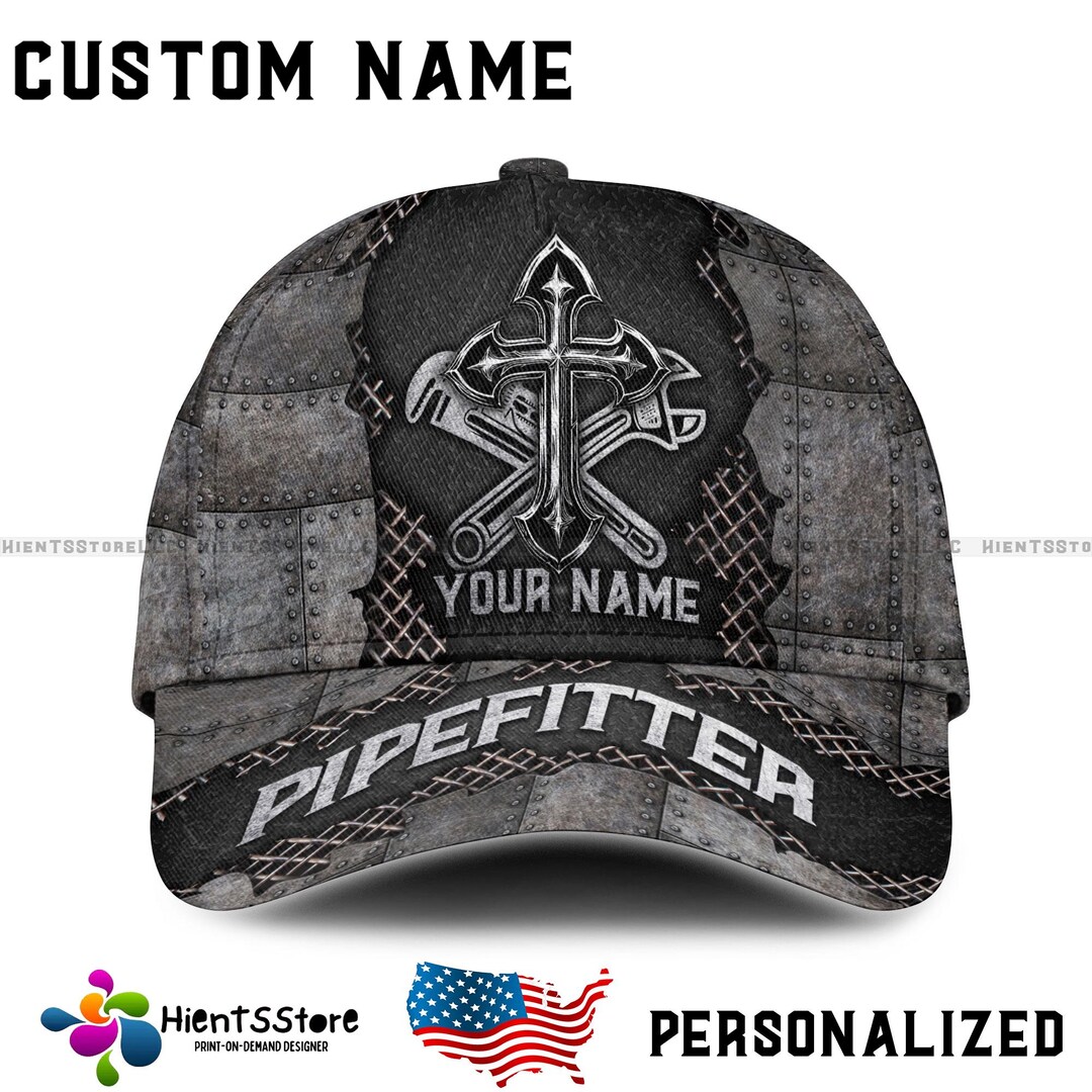 Custom Name Pipefitter Hat With Cross Wrench Design | Personalized ...