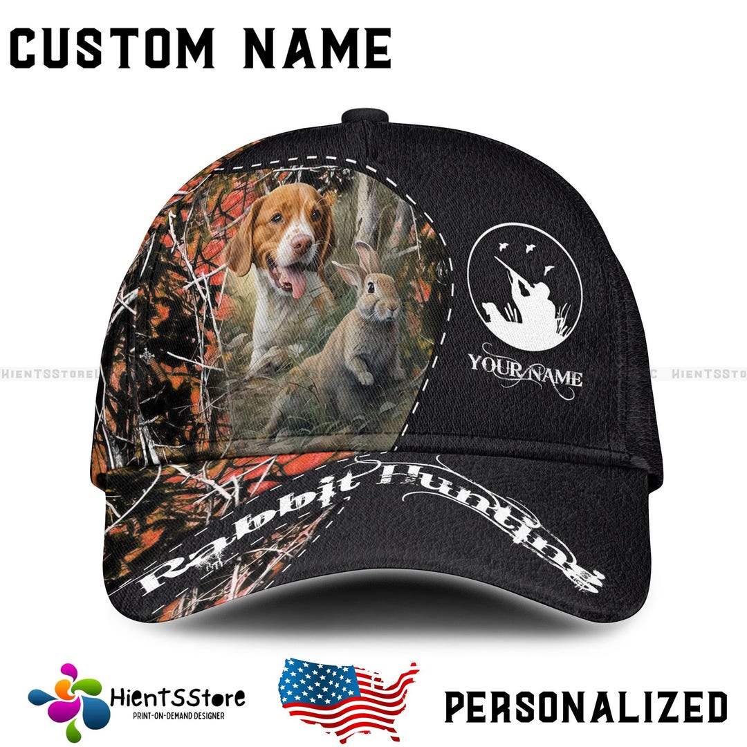 Custom Name Rabbit Hunting Hat Personalized Camo Cap With Dog and ...