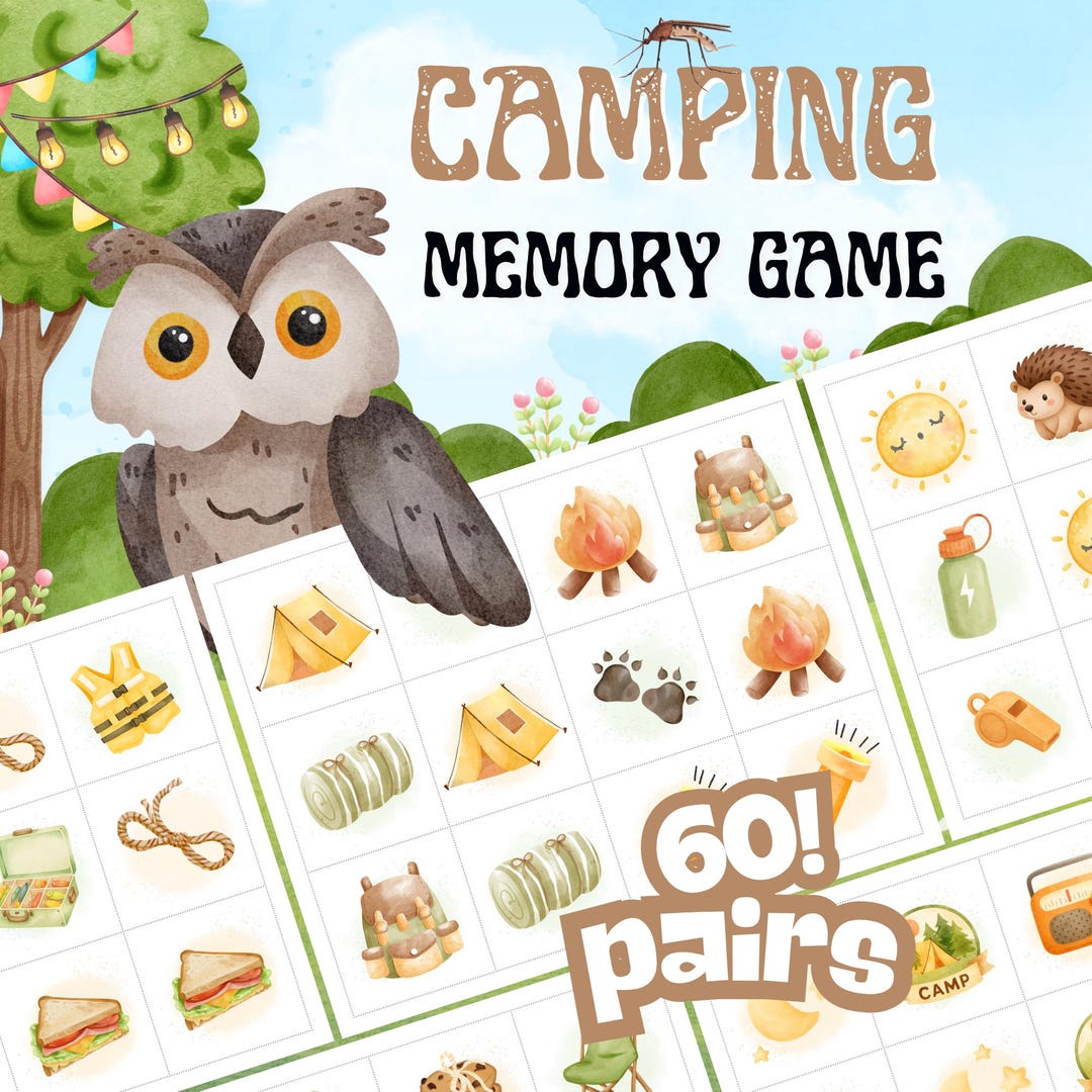 Big Printable Camping Memory Game - Fun Matching Activity for Kids ...