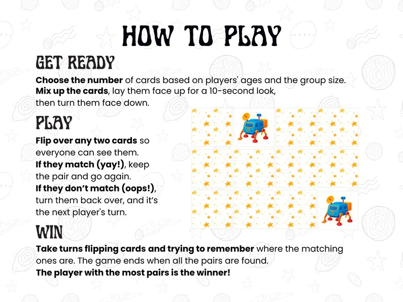 Printable Space Memory Game for Kids - Fun Outer Space Matching ...