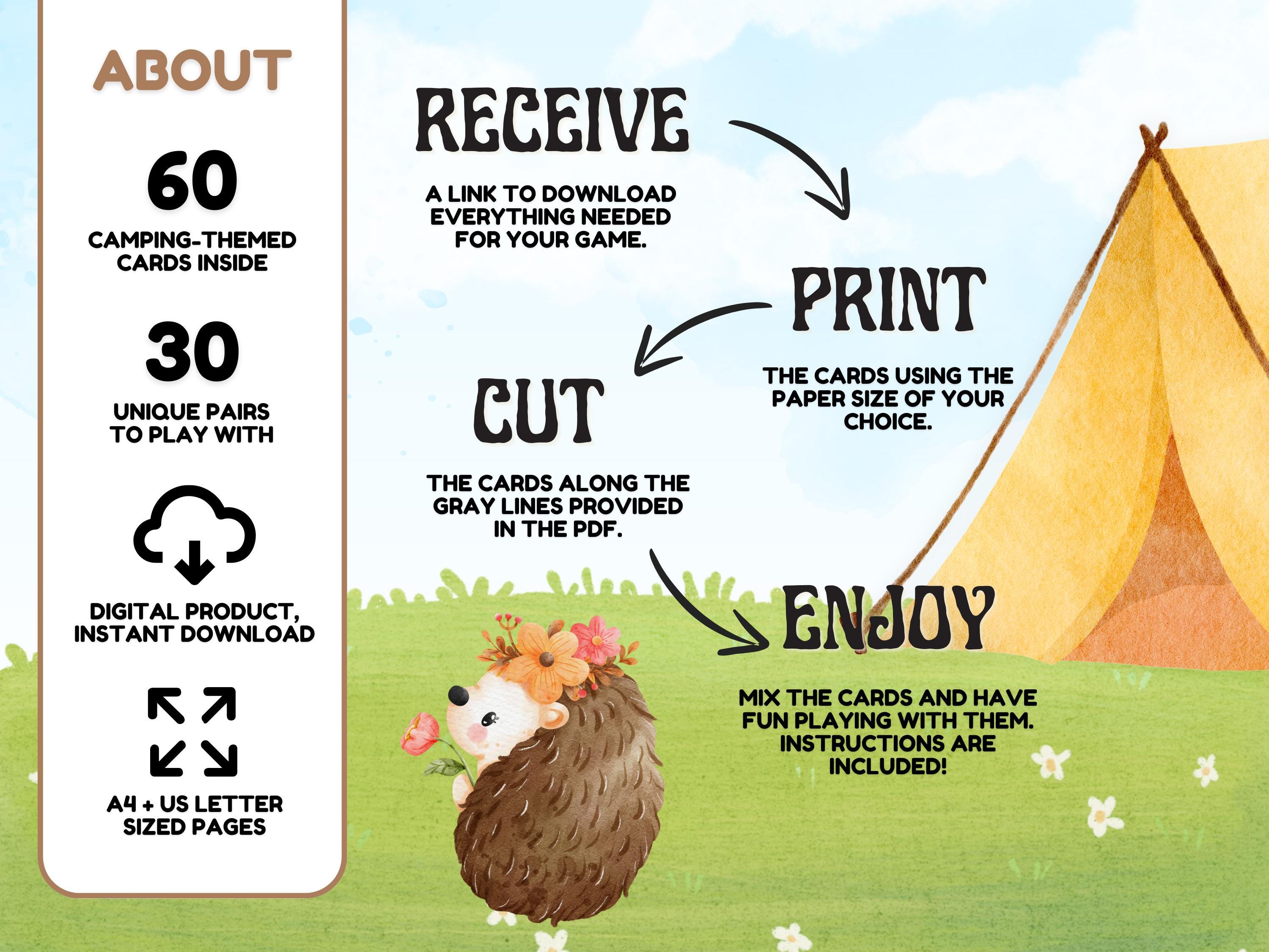 Printable Camping Memory Game - Fun Matching Activity for Kids (instant ...