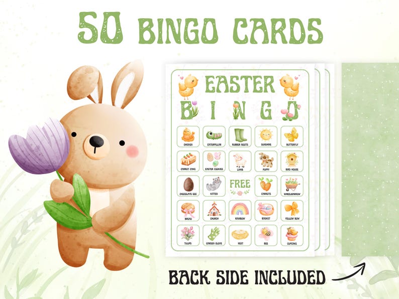 50 Easter Bingo Cards, Printable Spring Bingo, Easter Party Game for ...
