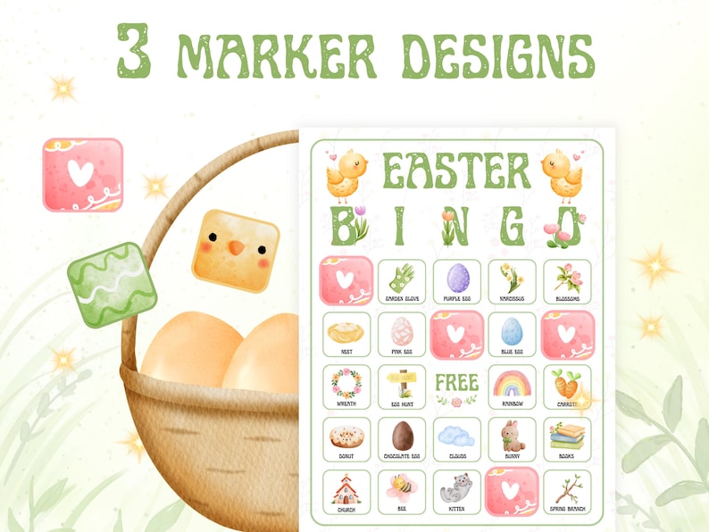 50 Easter Bingo Cards, Printable Spring Bingo, Easter Party Game for ...