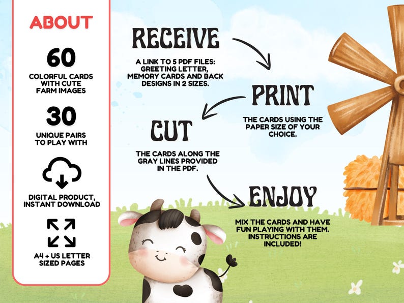 Printable Farm Memory Game – Fun Animal Matching Activity for Kids ...