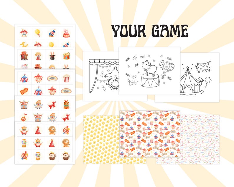Circus Memory Game Printable, Kids Matching Card Game, Coloring Pages ...
