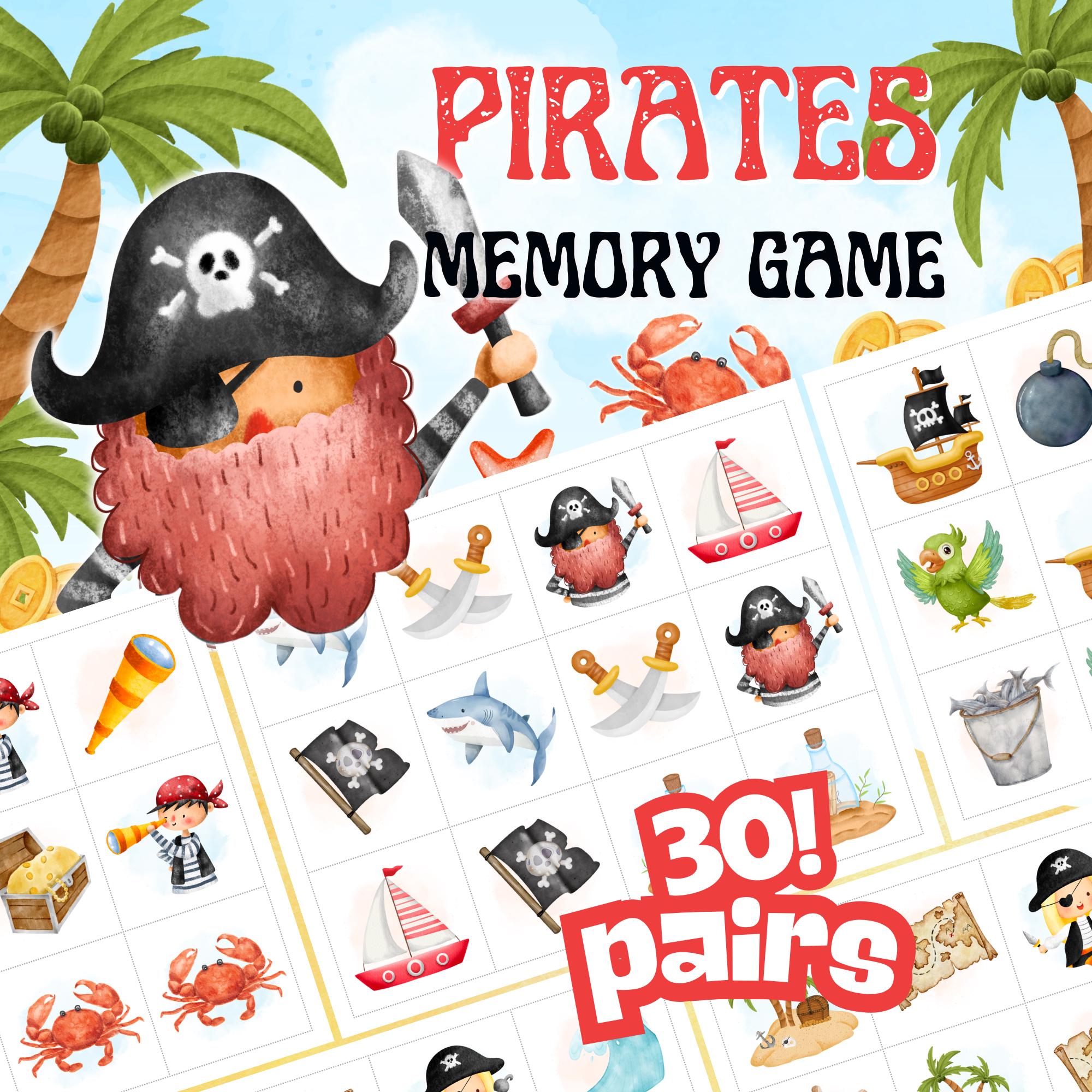 Printable Pirate Memory Game & Treasure Map - Fun Matching Activity for ...