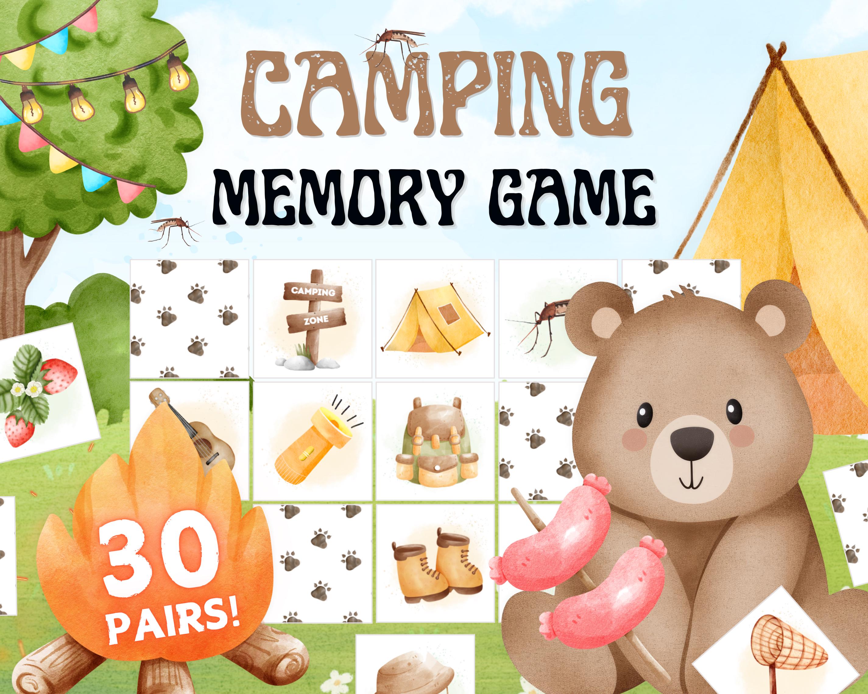 Printable Camping Memory Game - Fun Matching Activity for Kids (instant ...
