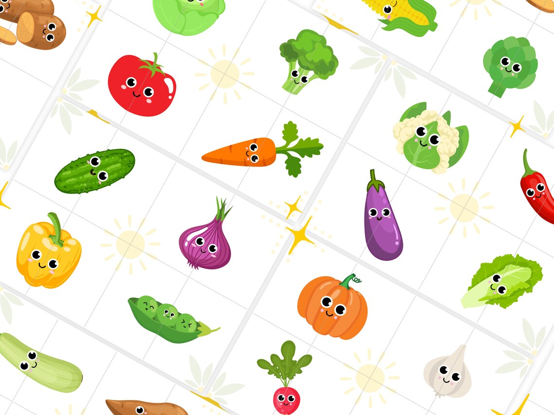 Vegetables Matching Cards, Printable Matching Game for Toddlers & Kids ...