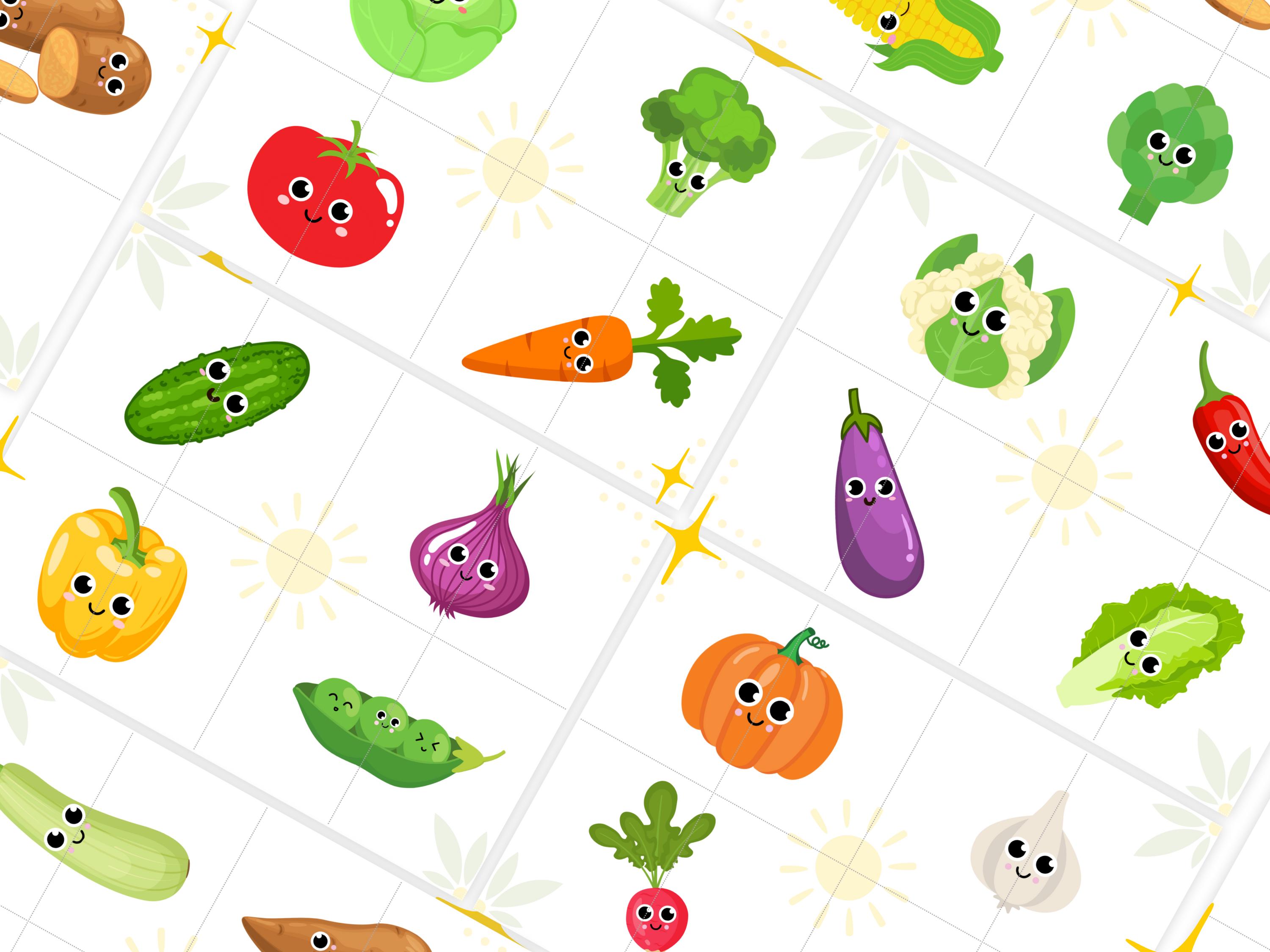 Vegetables Matching Cards, Printable Matching Game for Toddlers & Kids ...