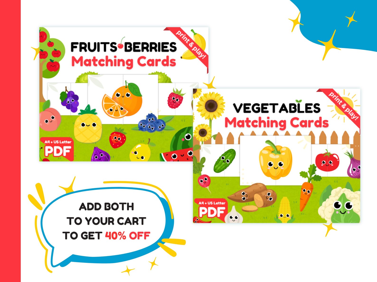 Fruit Matching Game: Printable Puzzle for Toddlers (instant Download ...