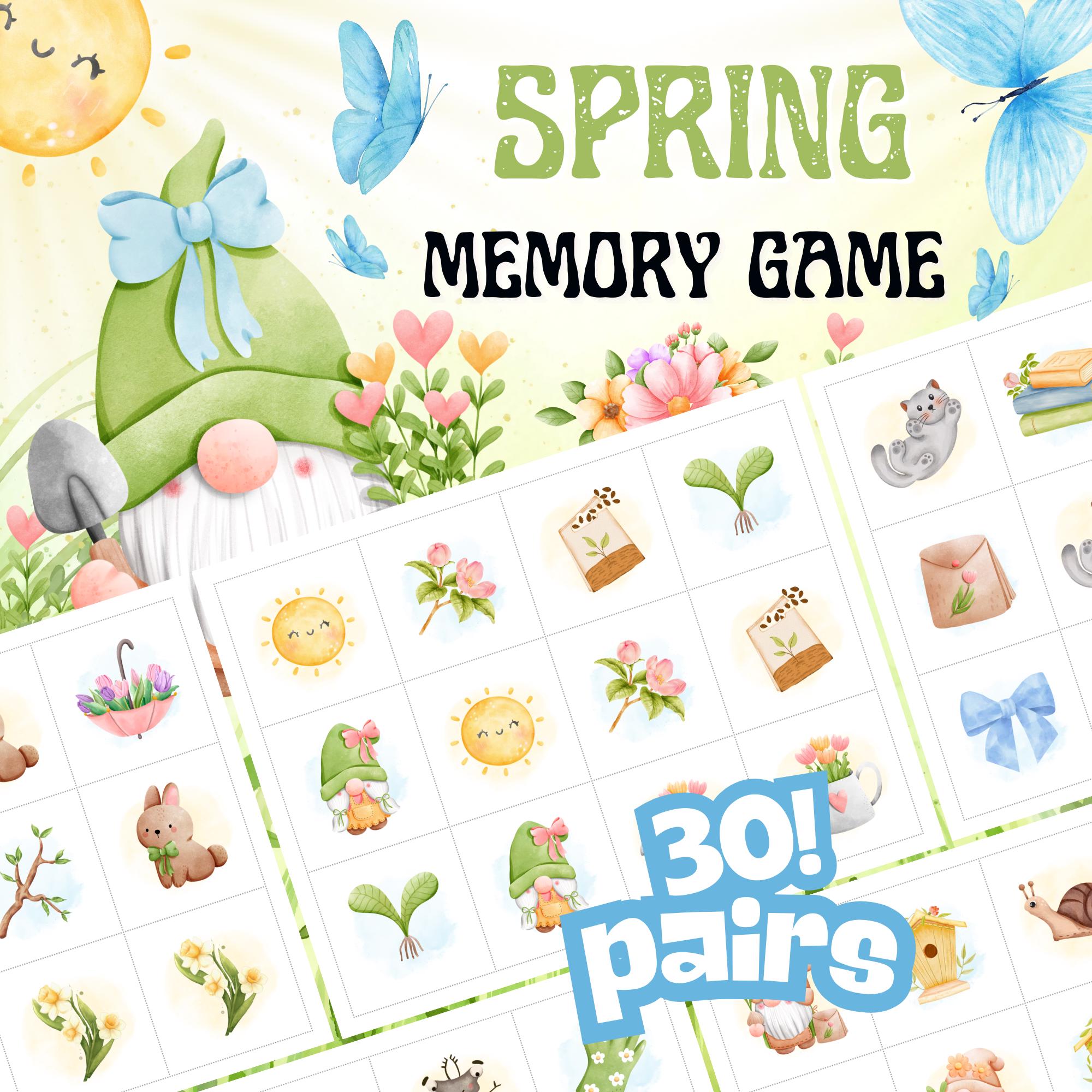 Printable Spring Memory Game, Fun Matching Pairs Activity for Kids ...