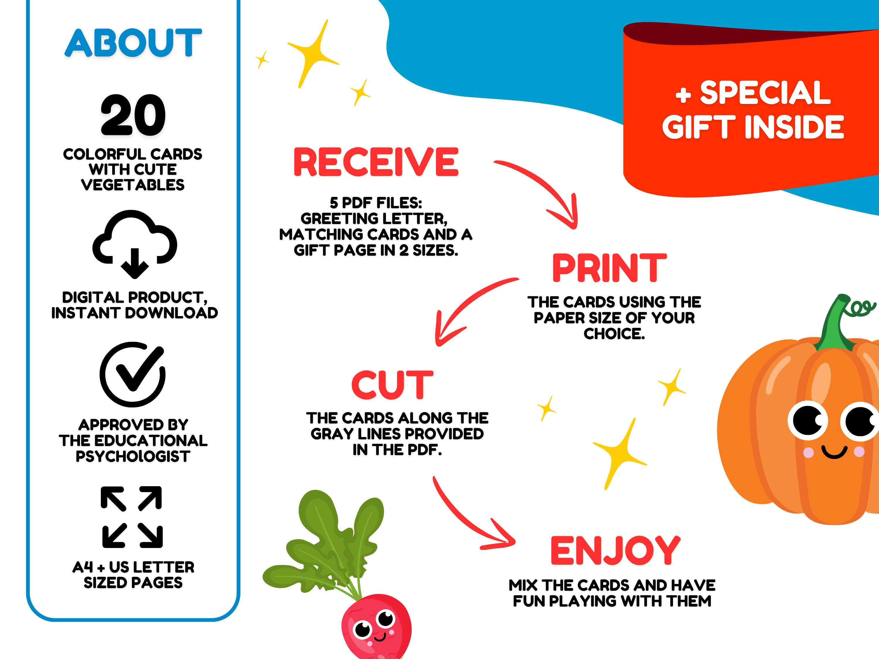 Vegetables Matching Cards, Printable Matching Game for Toddlers & Kids ...