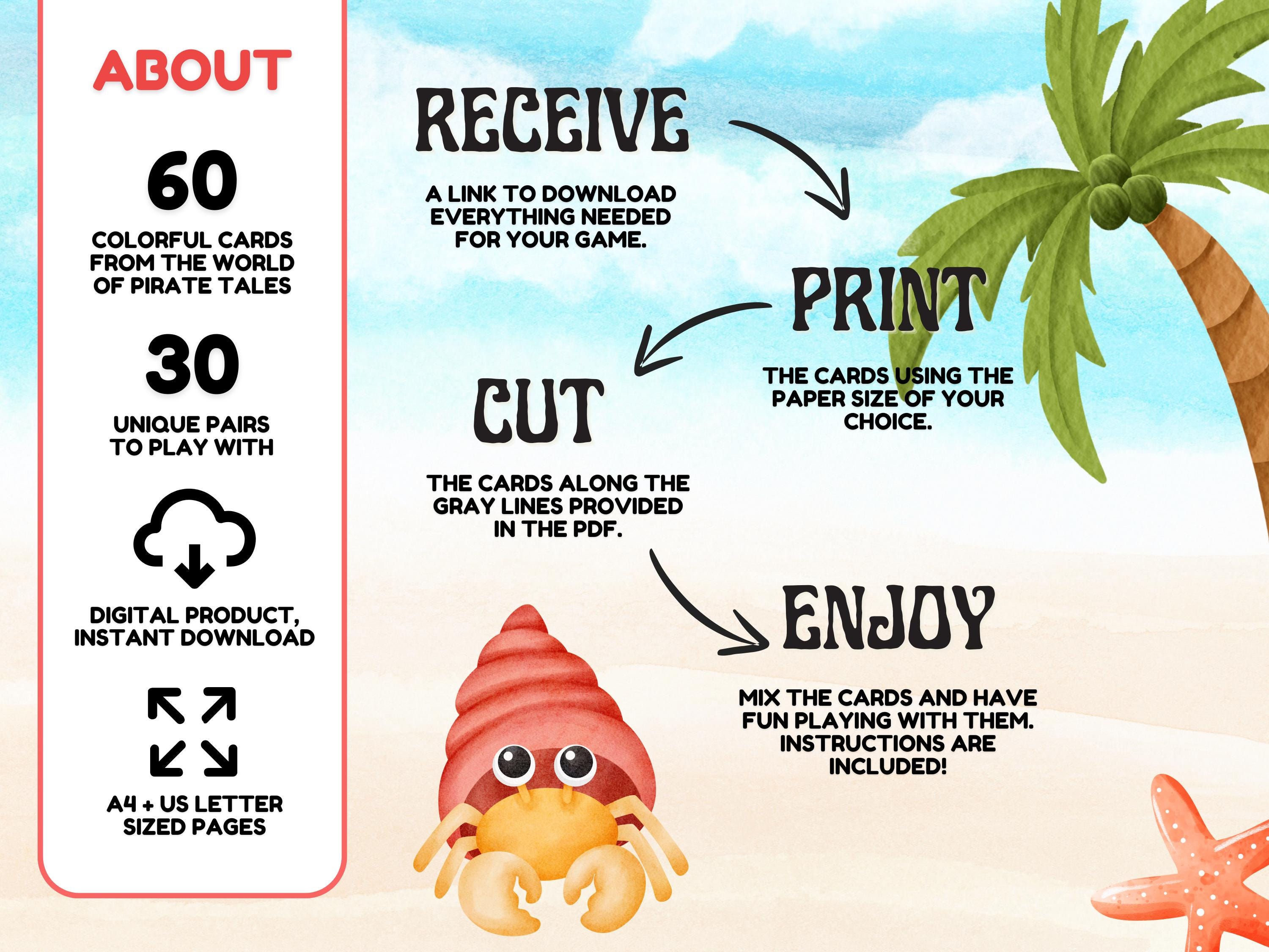 Printable Pirate Memory Game & Treasure Map - Fun Matching Activity for ...