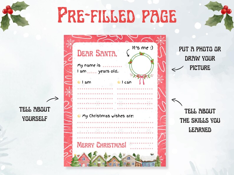 Letter to Santa, Non-editable Printable Letter for Kids, Kids Wish List ...