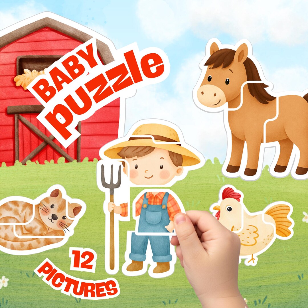 Farm Animals Matching Game, Printable Puzzle for Toddlers & Preschool ...
