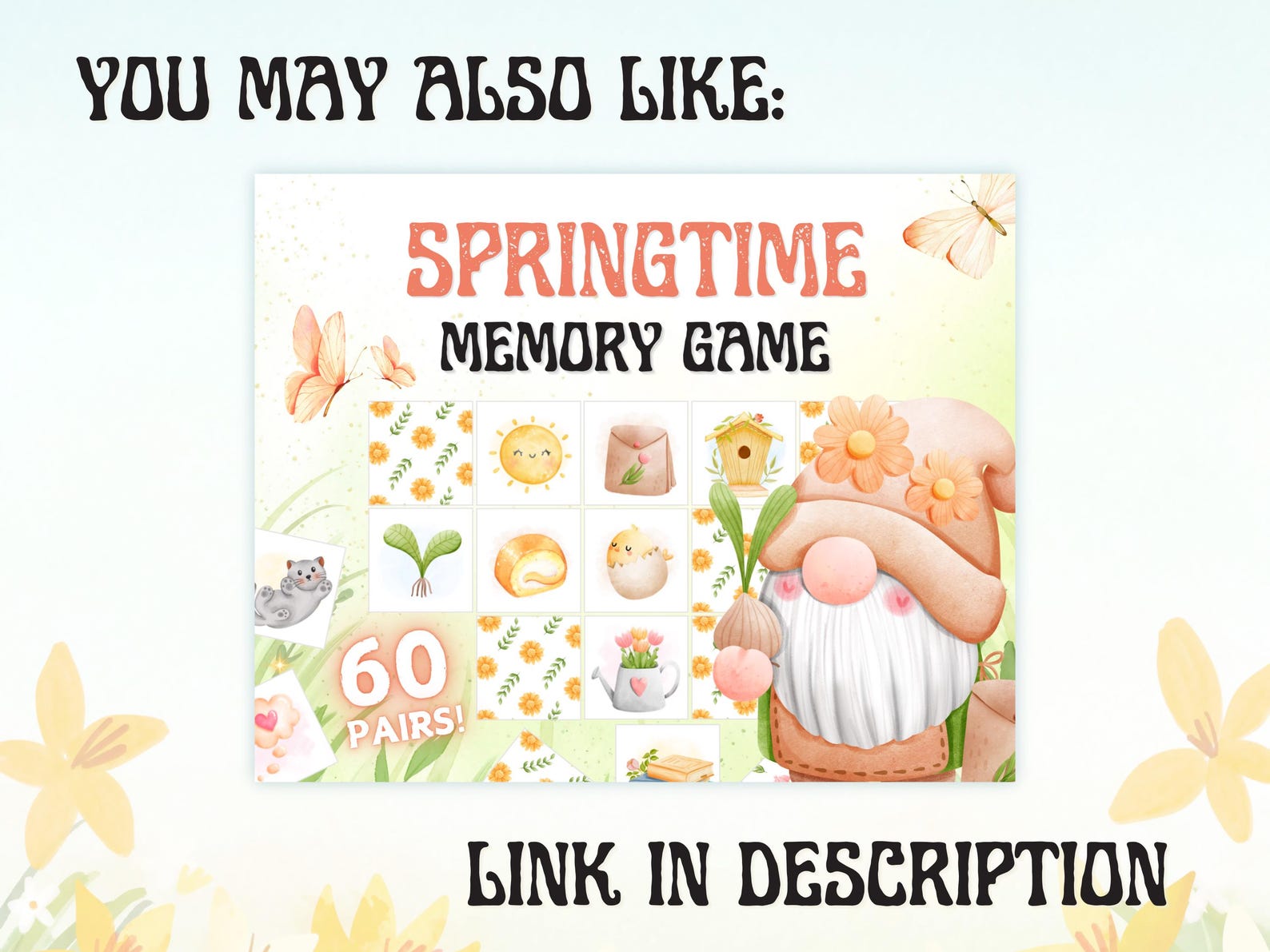 Printable Spring Memory Game, Fun Matching Pairs Activity for Kids ...