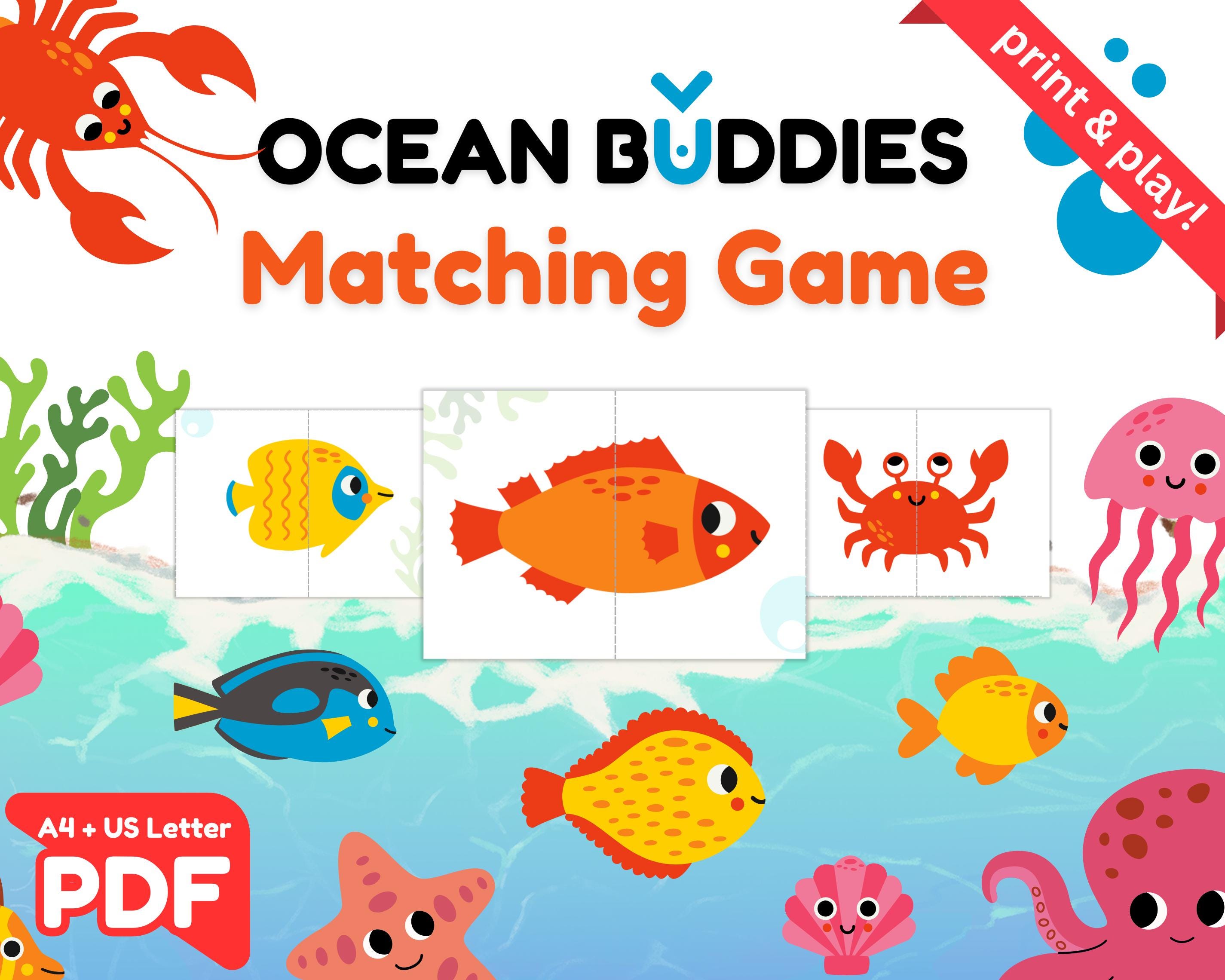 Ocean Animals Matching Game, Ocean Themed Toddler Puzzle, Pre-k ...