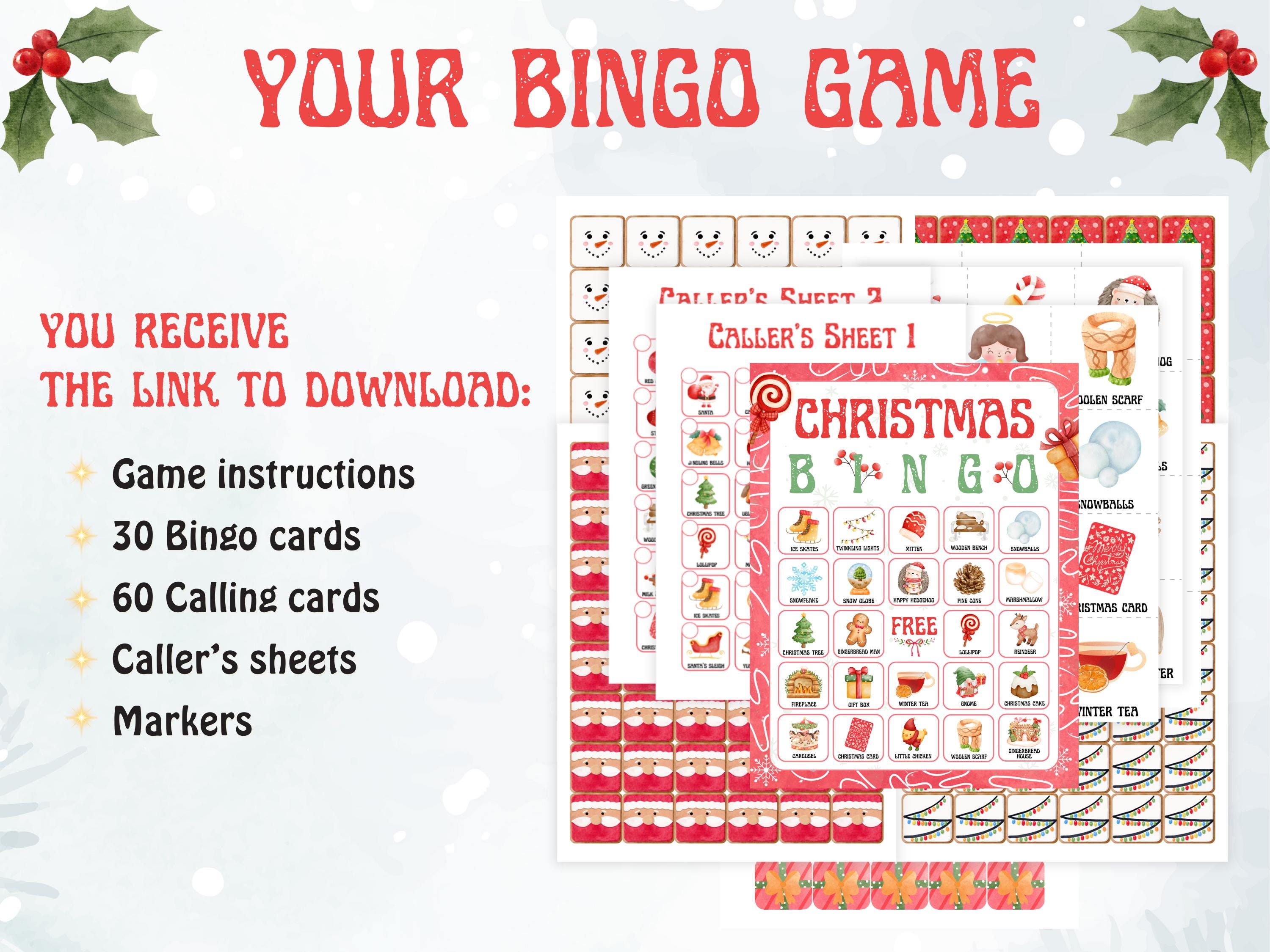 30 Christmas Bingo Cards, Printable Christmas Bingo, Christmas Game for ...