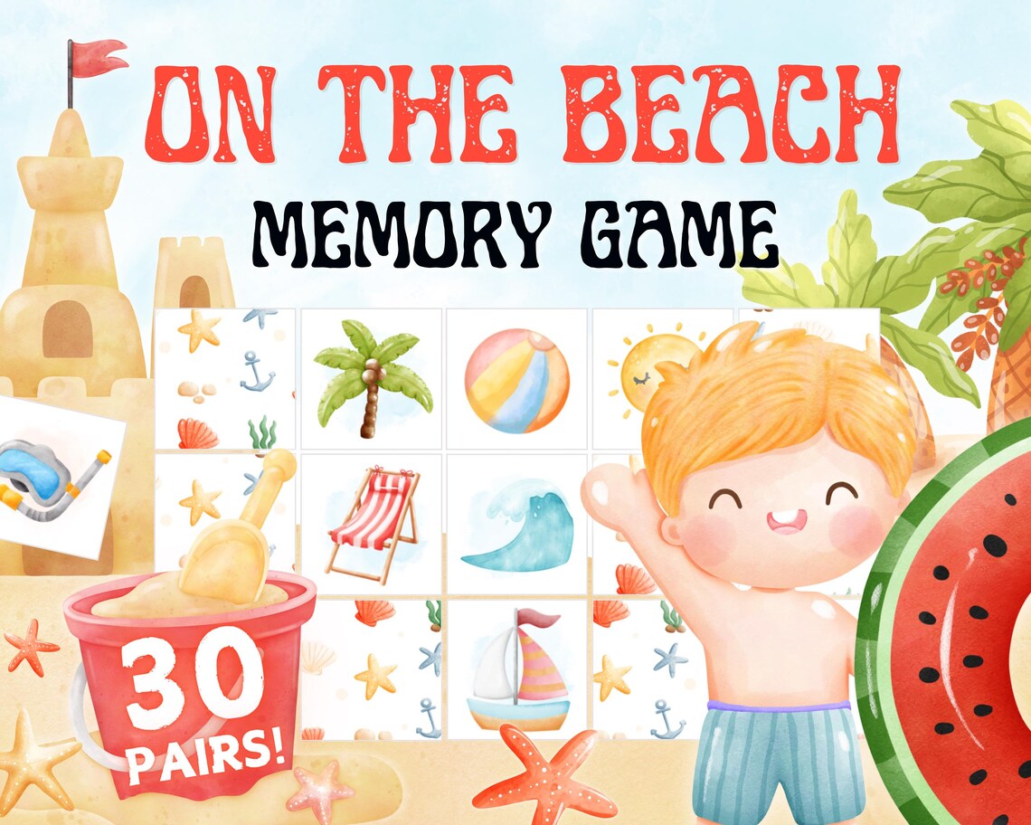 Printable Summer Memory Game, Fun Holiday Activity for Kids, Matching ...
