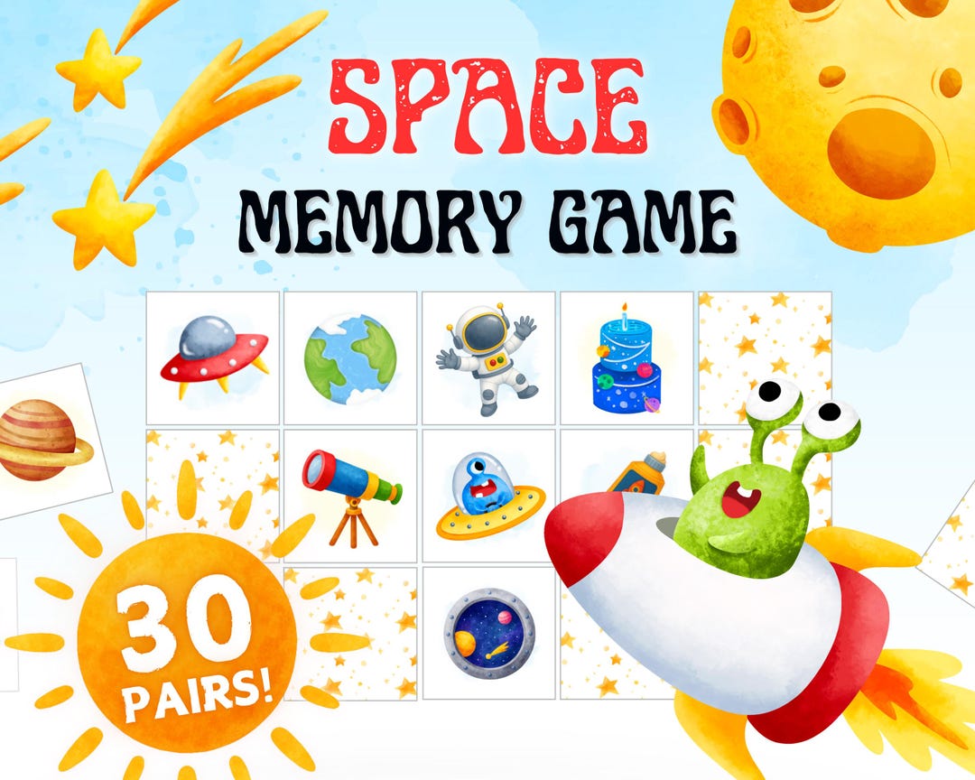 Printable Space Memory Game for Kids - Fun Outer Space Matching ...