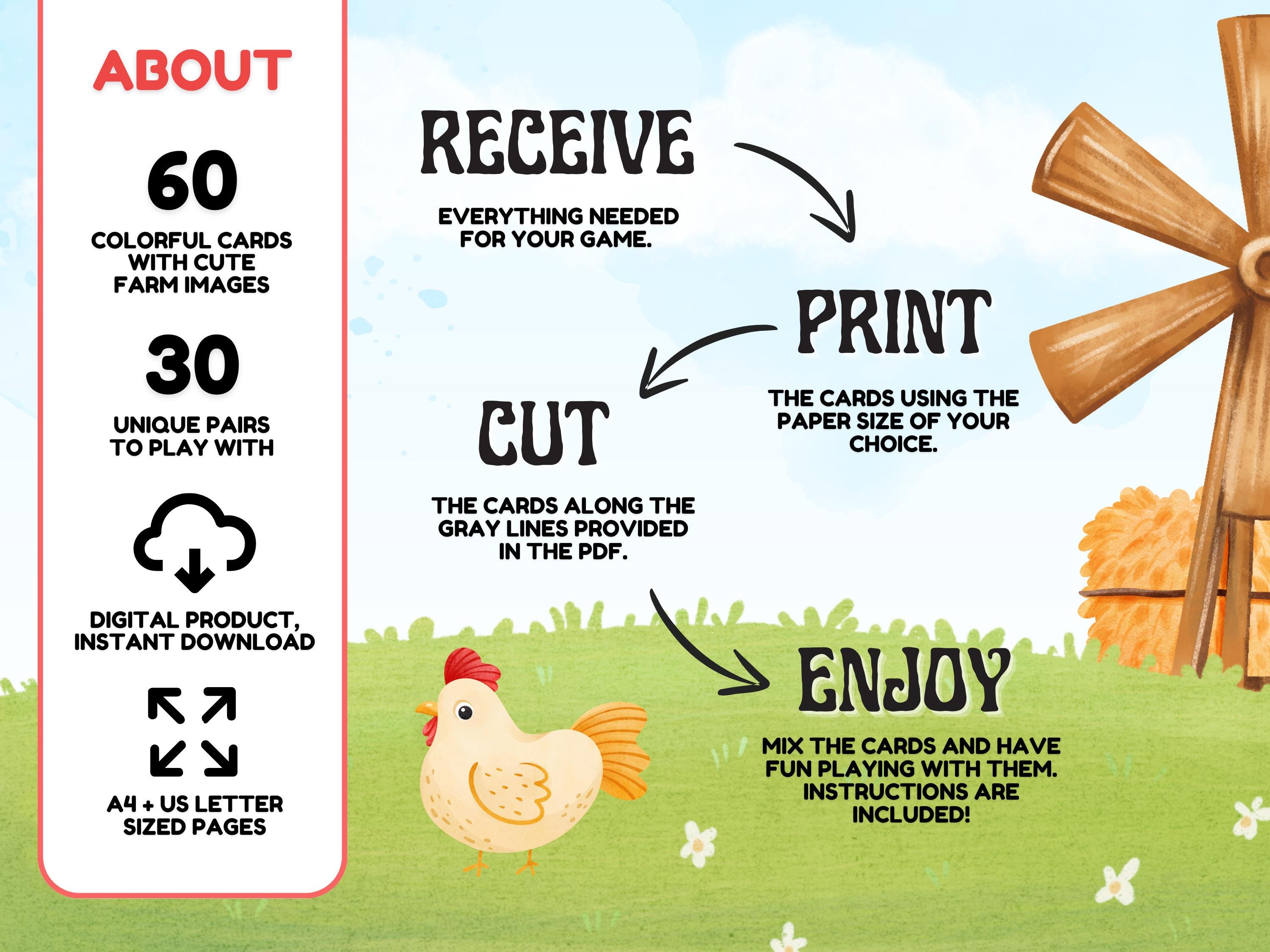 On the Farm Memory Game – Farm Preschool Activity for Kids, Printable ...