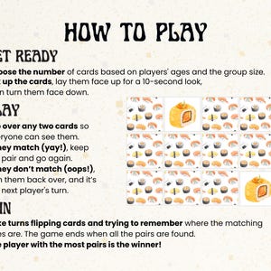 Sushi Party Memory Game, Asian Oriental Themed Party, Printable ...