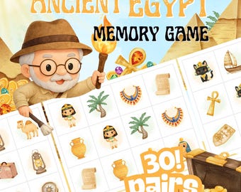 Ancient Egypt Memory Card Game, a Printable Egyptian Picture Matching ...