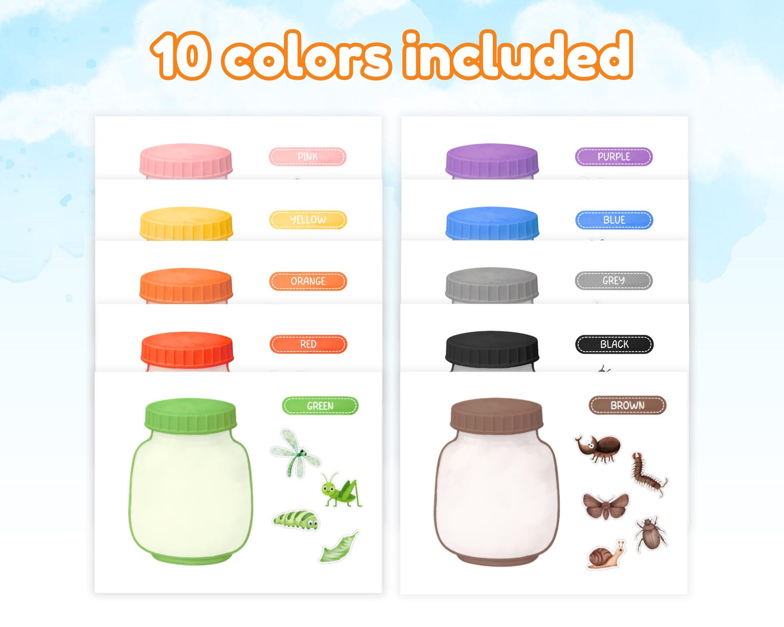 Bugs in Jars Color Sorting Activity: Preschool Learning Game (PDF ...
