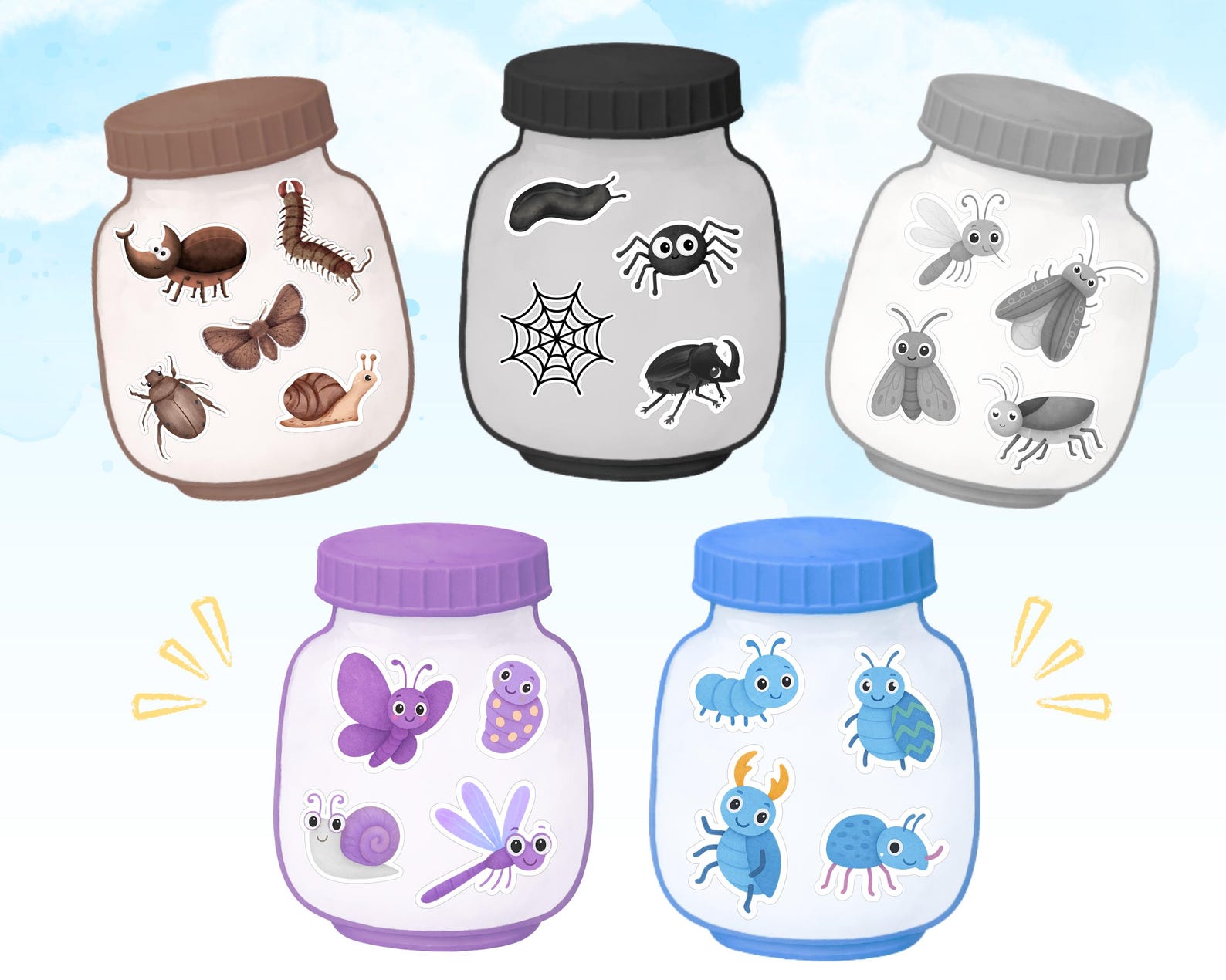 Bugs in Jars Color Sorting Activity: Preschool Learning Game (PDF ...