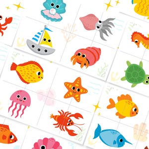 Sea & Ocean Animals Matching Cards, Printable Matching Game for ...