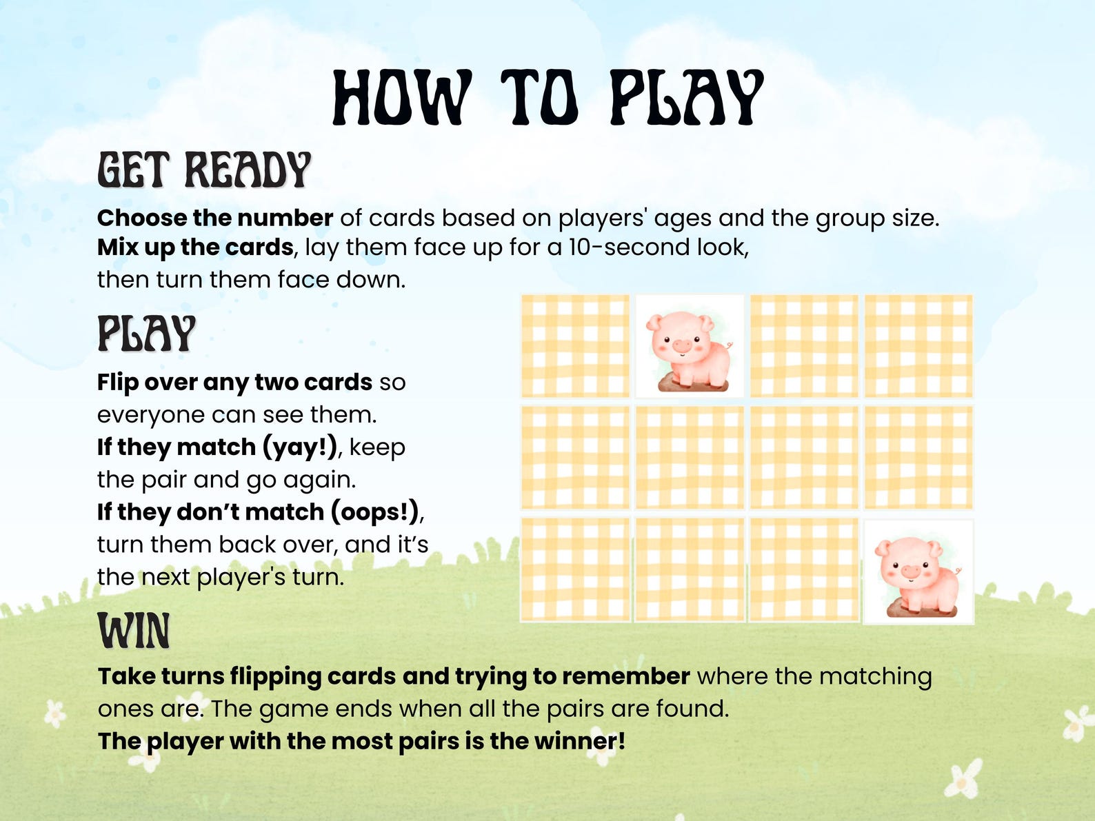 Printable Farm Memory Game – Fun Animal Matching Activity for Kids ...