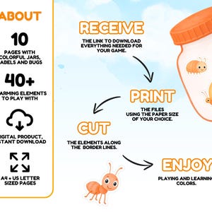 Bugs in Jars Color Sorting Activity: Preschool Learning Game (PDF ...