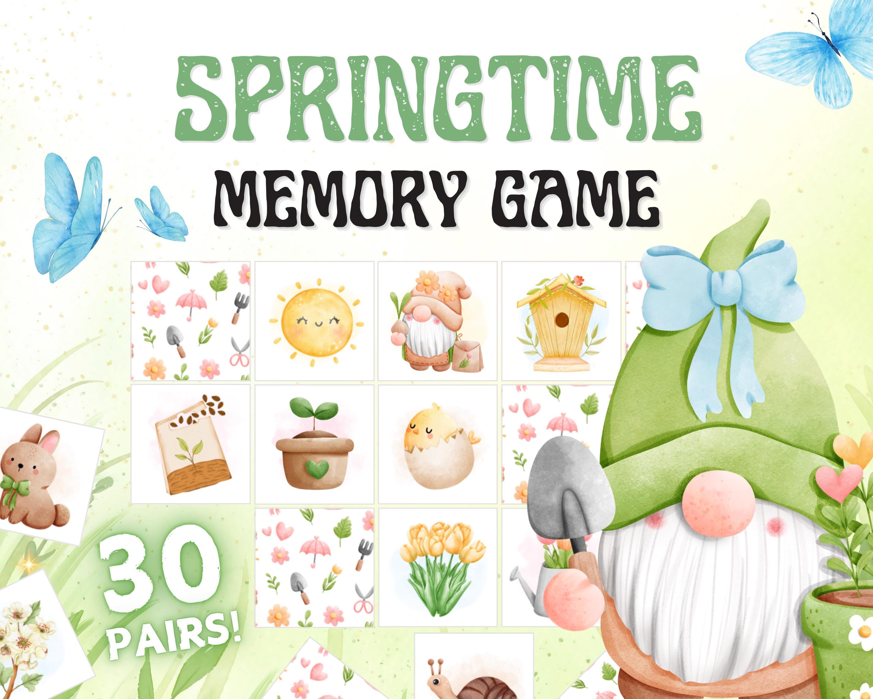 Printable Spring Memory Game, Fun Matching Pairs Activity for Kids ...