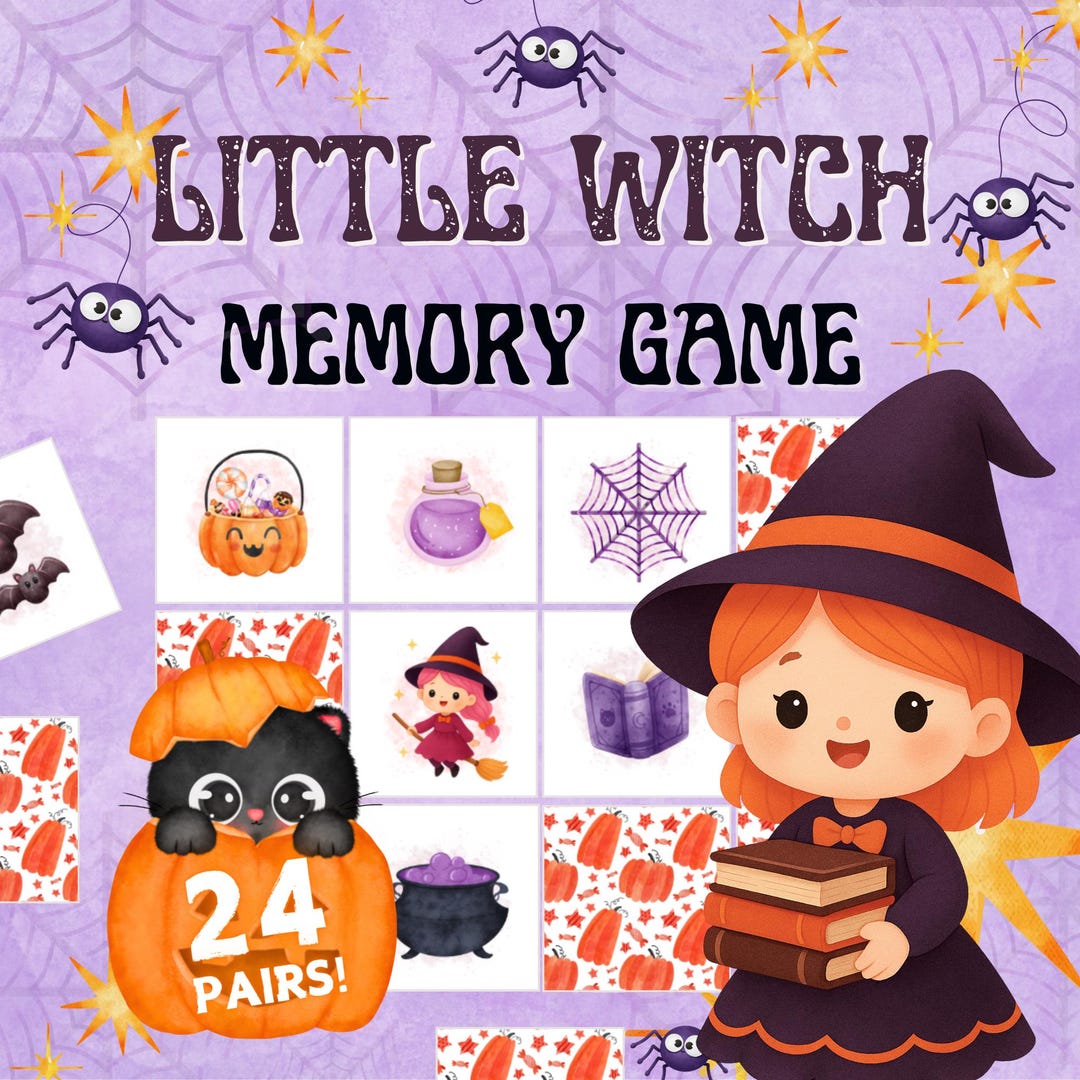 Little Witch Memory Game - Halloween Matching Activity for Kids ...