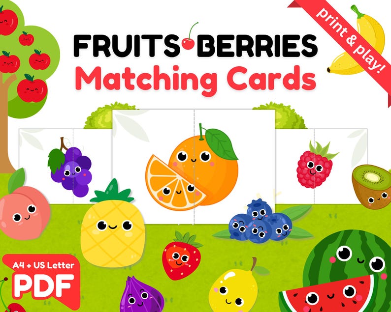 Fruit Matching Game: Printable Puzzle for Toddlers (instant Download ...