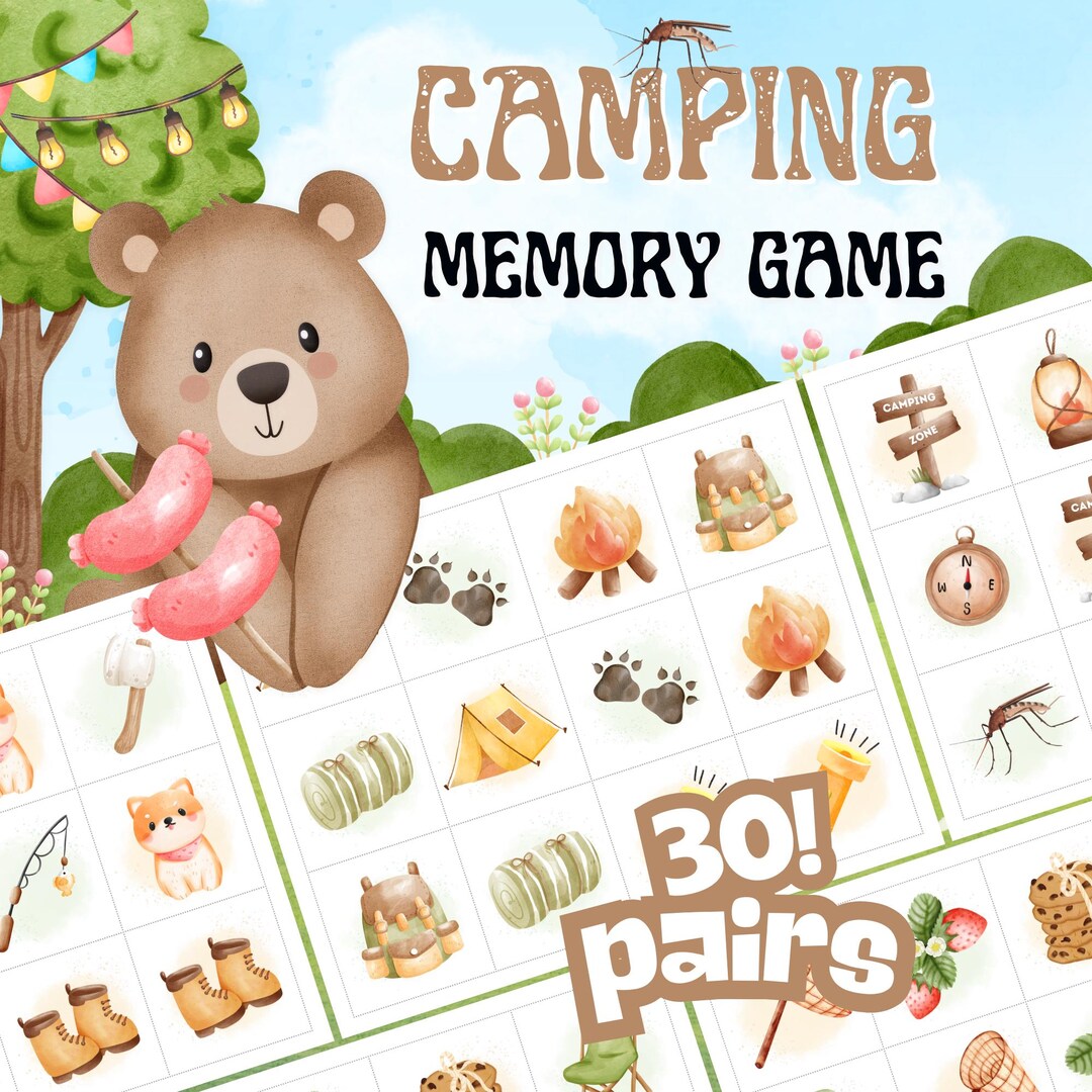 Printable Camping Memory Game - Fun Matching Activity for Kids (instant ...