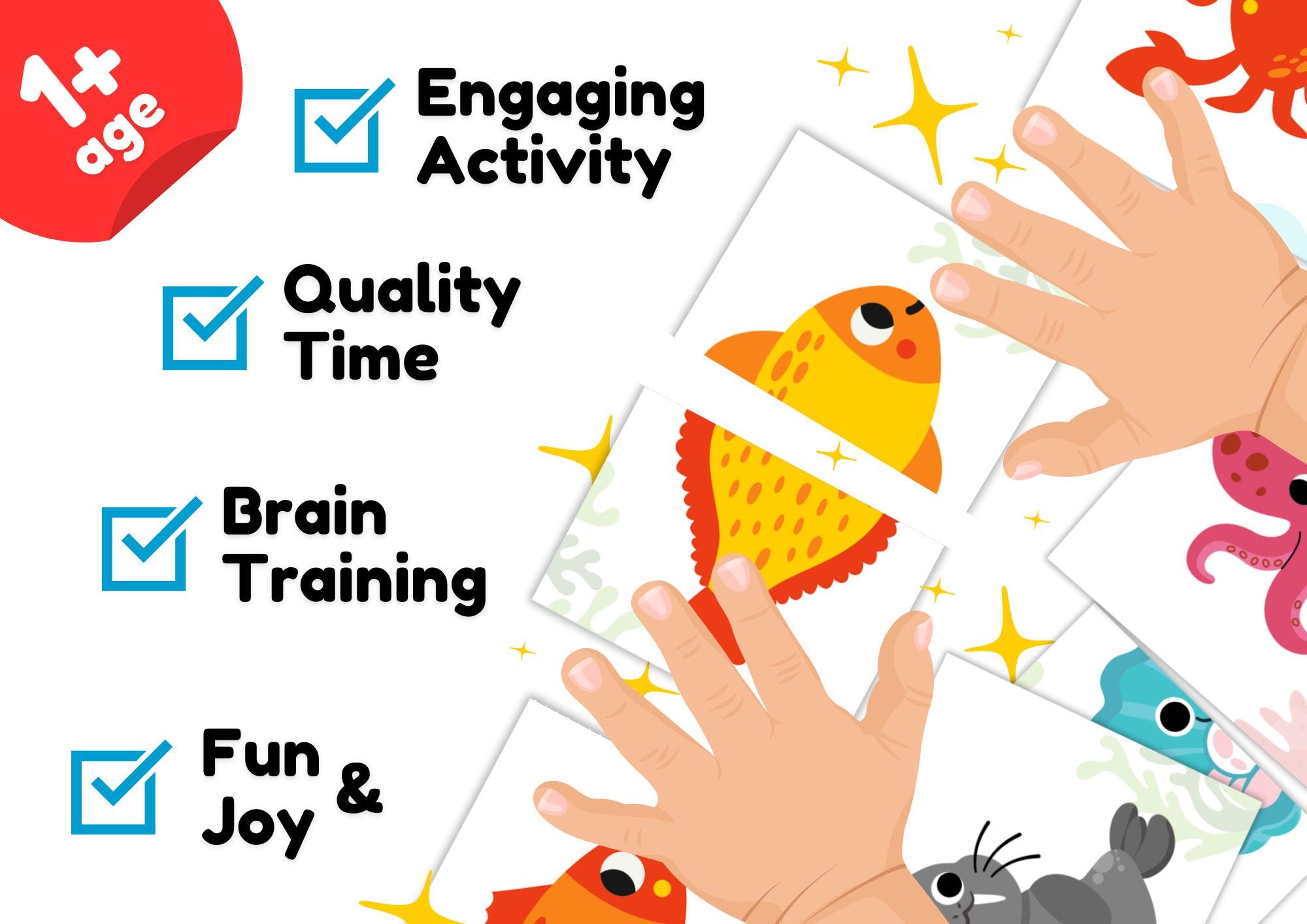 Sea & Ocean Animals Matching Cards, Printable Matching Game for ...