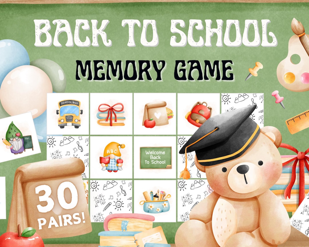 Back to School Memory Game: Classroom Activity (printable PDF) - Etsy