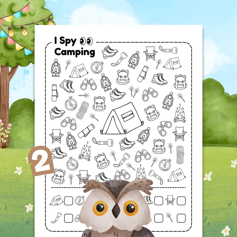 Camping I Spy Game, Printable Kids Activity, Search and Color Puzzles ...