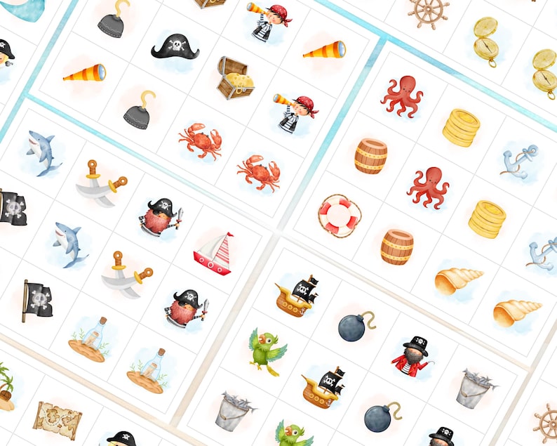 Printable Pirate Memory Game & Treasure Map - Fun Matching Activity for ...
