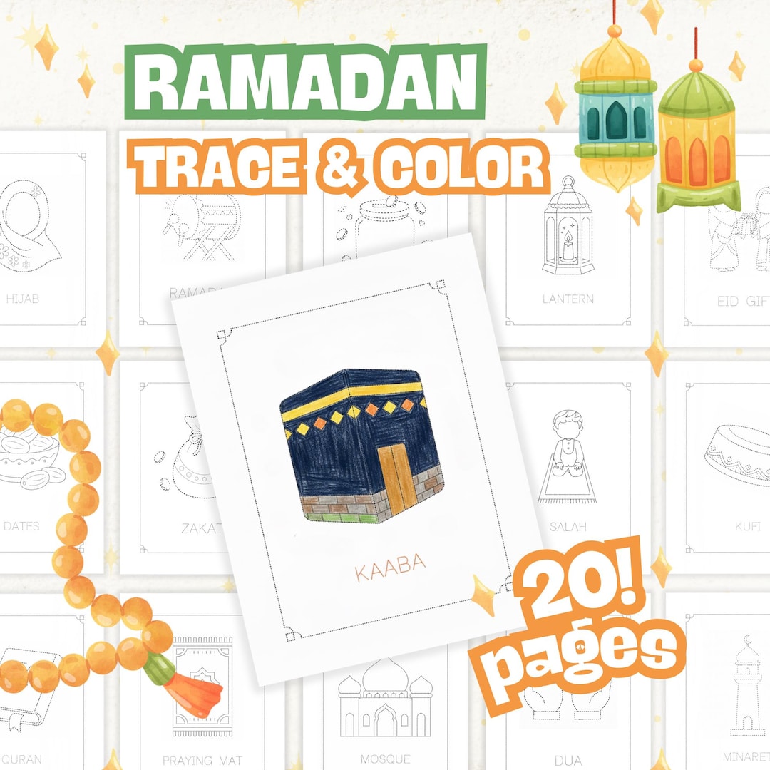 Ramadan Tracing & Coloring Pages, Islamic Art Kit, Ramadan Activity for ...