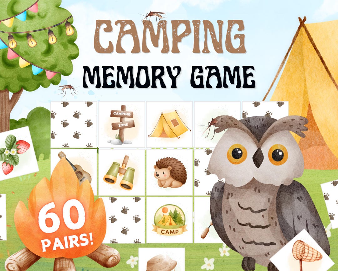 Printable Camping Memory Game - Fun Matching Activity for Kids (120 ...