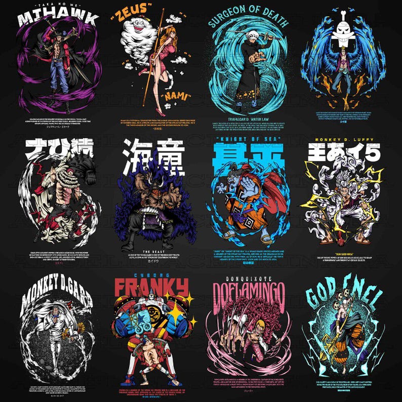 Mega One Piece Designs Bundle, Anime Art, Instant Download, High ...