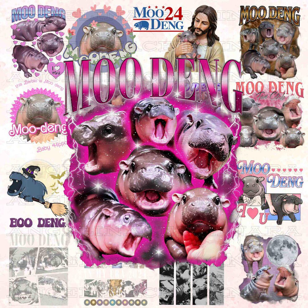 Funny Moo-deng Baby Pygmy Hippo Cute Zoo for Family Tee Digital Png ...