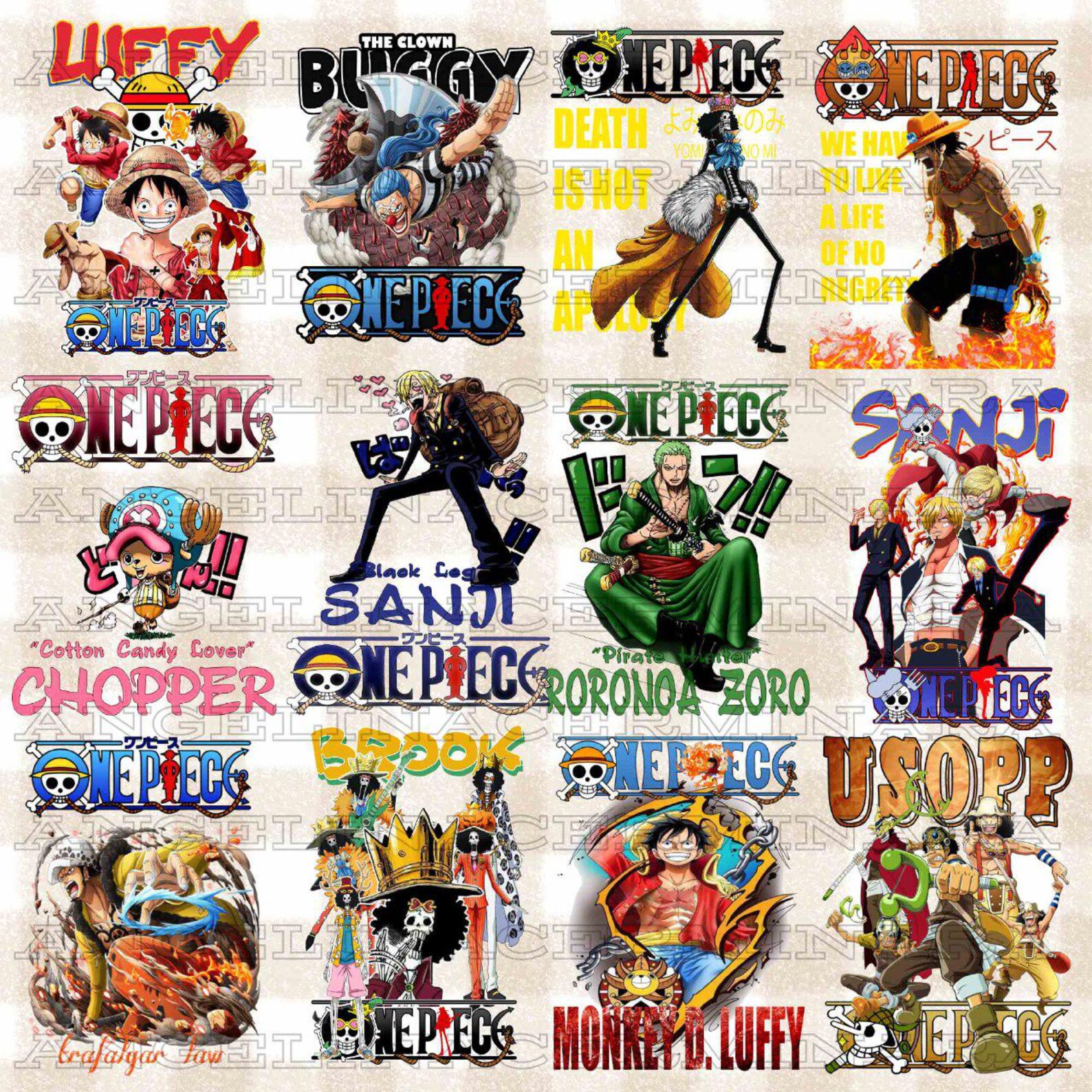 50 One Piece Designs Bundle, Anime Art, Instant Download, High-quality ...