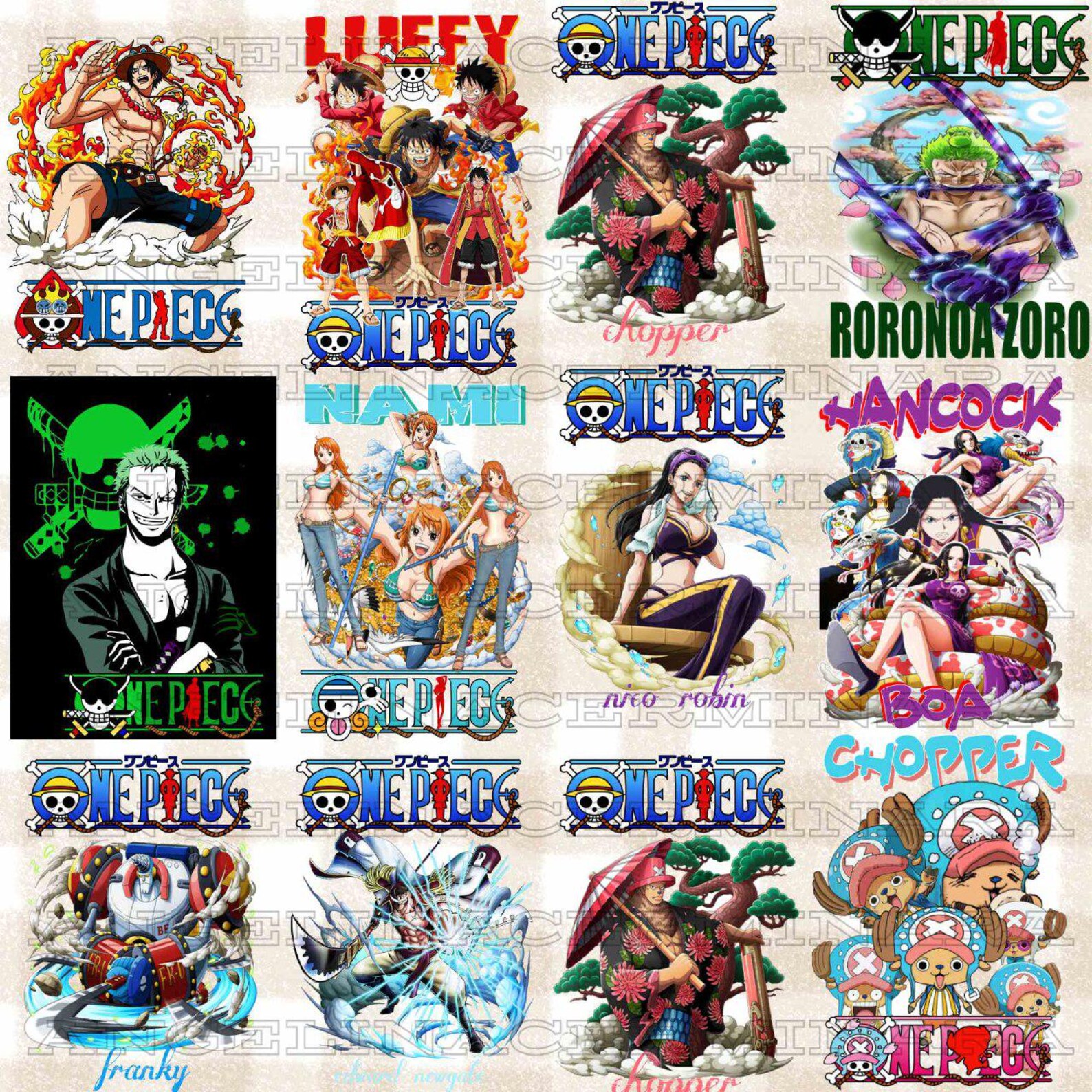 50 One Piece Designs Bundle, Anime Art, Instant Download, High-quality ...